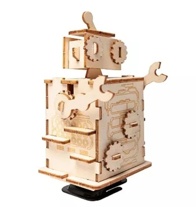 3D Wooden Wind Up Puzzle Robot, New In Box, Protocol, STEM | eBay