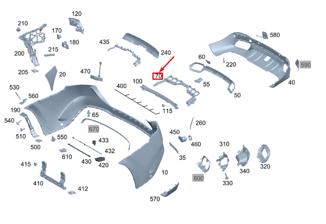 MERCEDES-BENZ GLE W167 Rear Switch Module Bumper Holder A1678853805 ...