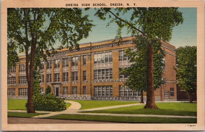 ONEIDA, NEW YORK ~ Oneida High School ~ Vintage Linen Postcard | eBay