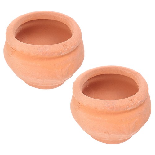 2 Pcs Tiny Cactus Pots Clay Flower Mini Terracotta Basin Ceramic ...
