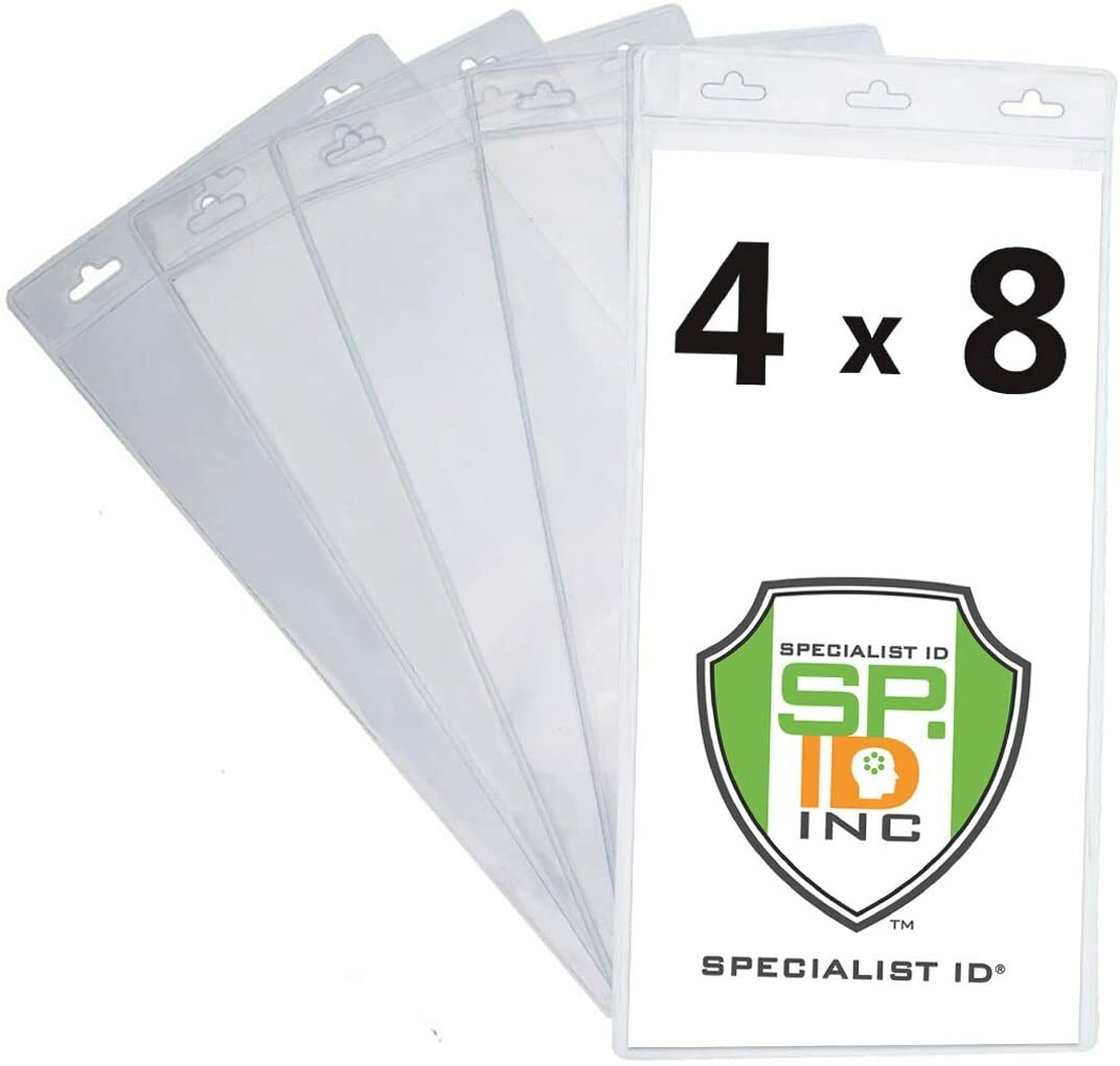 5 Extra Large 4 X 8 Clear Plastic Ticket Holder Sleeves- 3 Lanyard ...