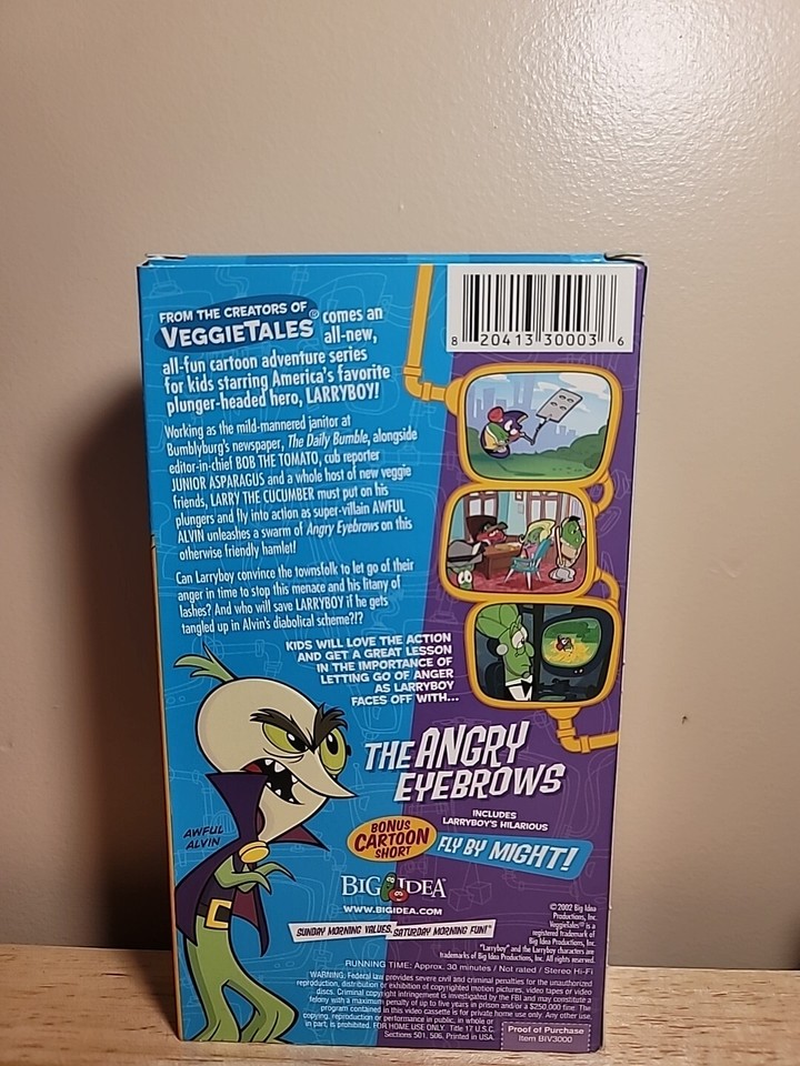 Veggietales Larryboy The Cartoon Adventures The Angry Eyebrows VHS tape ...