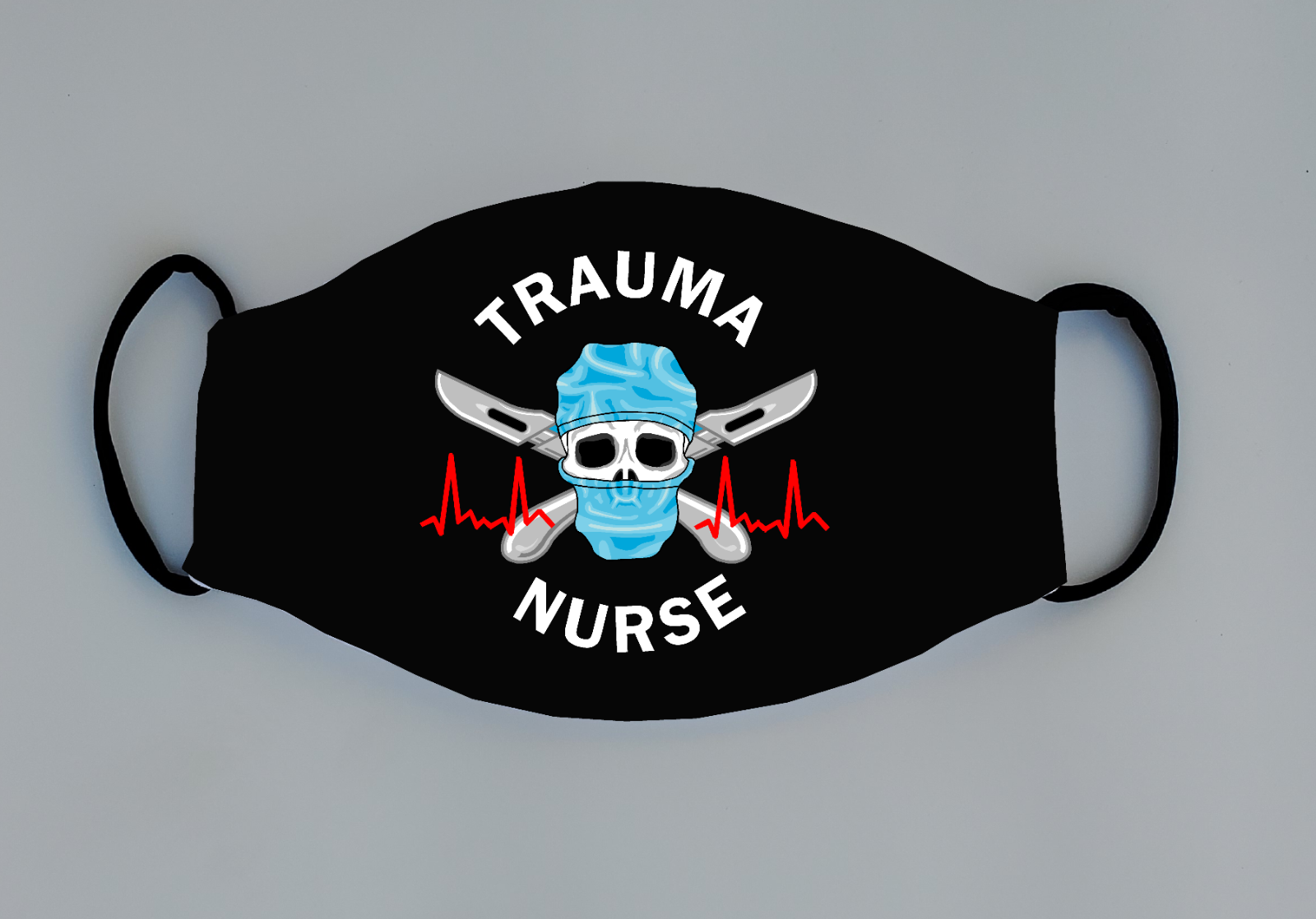 Trauma Nurse Reusable Face Mask With Filter Pocket RN ER Skull LPN OR ...