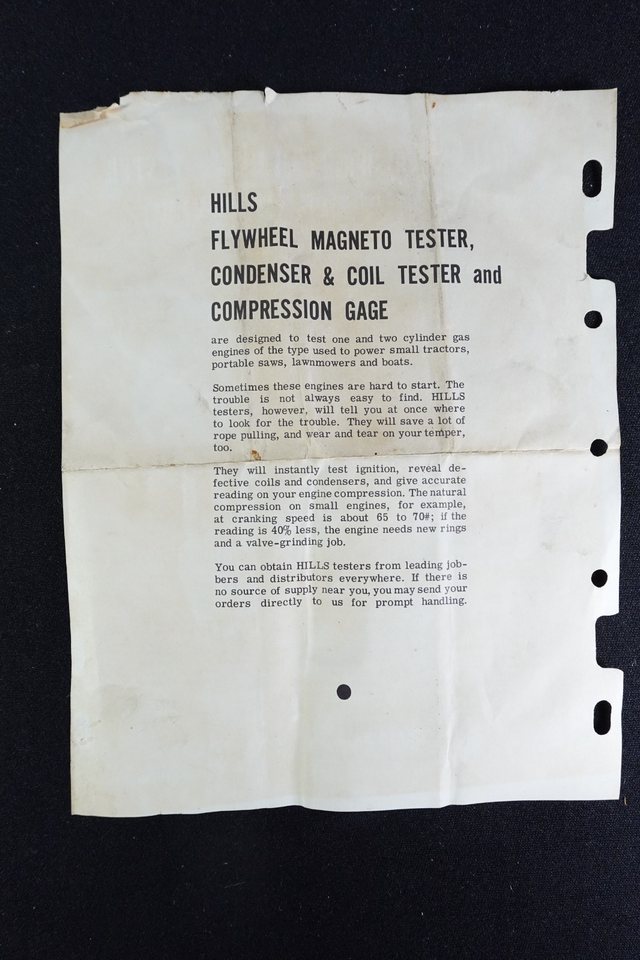 Vtg Hills Condenser Tester Magneto Condenser Tester Compression Gage ...