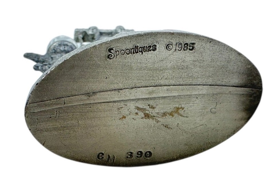 Vintage Spoontiques Pewter Teddy Bear On A Swing With Glass Prism 2.5 ...