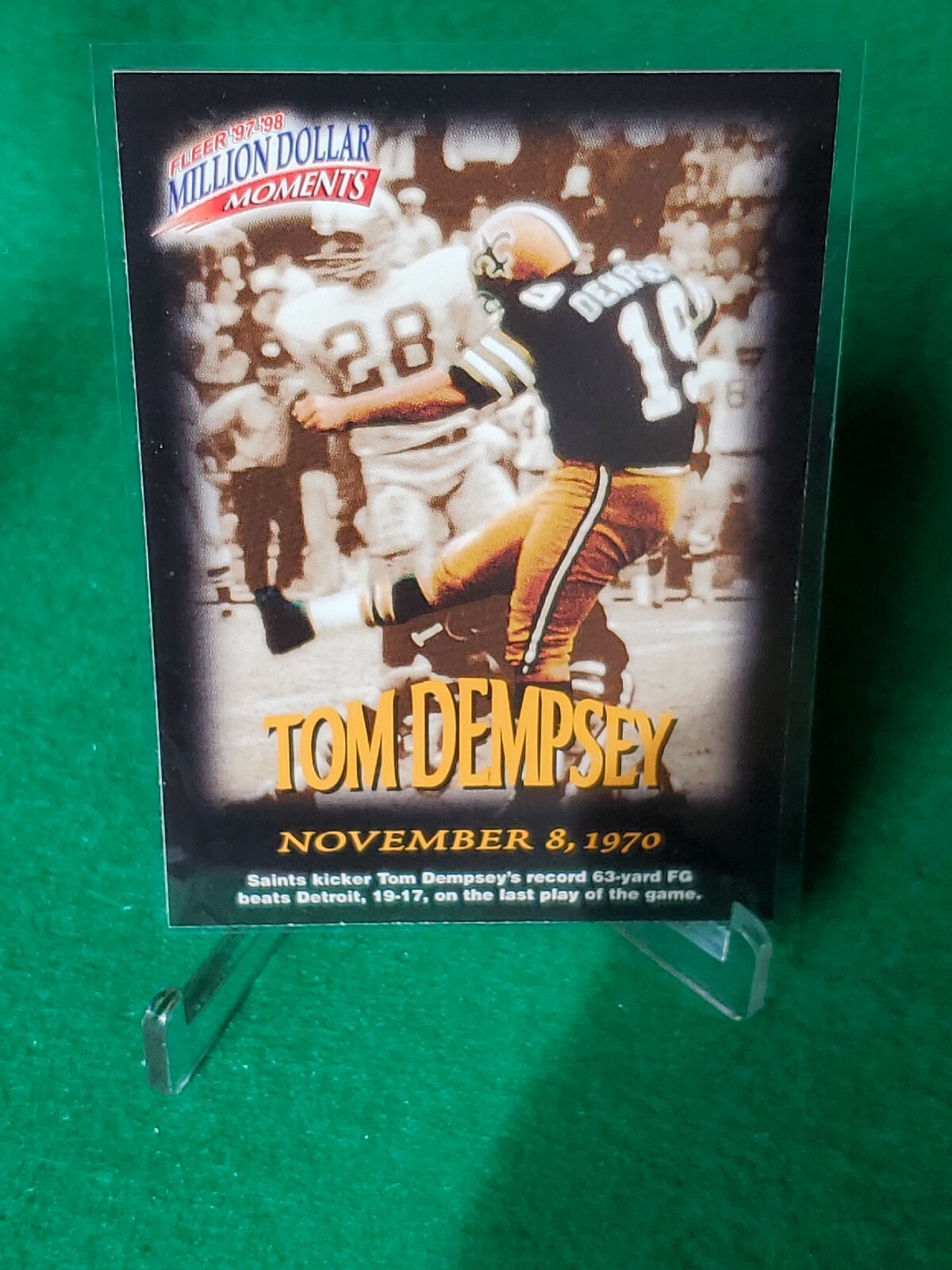1997 Fleer Million Dollar Moments #21 Tom Dempsey New Orleans Saints | eBay