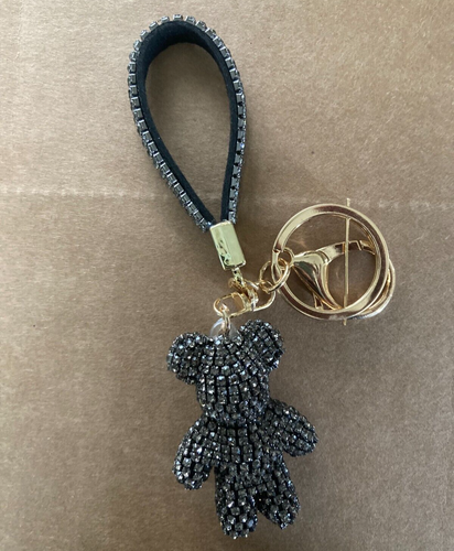3 3/8" Teddy Bear Rhinestone Keychain Crystal Charm, Bling Bling Charm ...