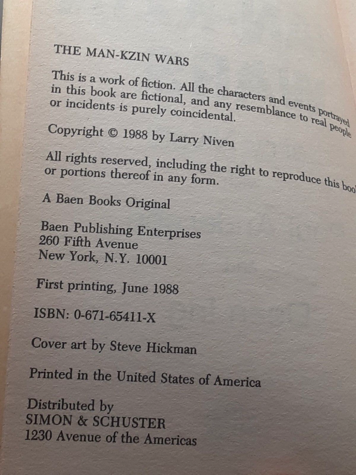 The Man-Kzin Wars Larry Niven FP 1988 Sci-Fi Pulp Cover art E4 | eBay