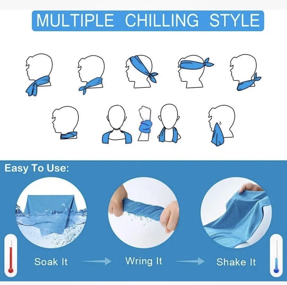 ICE Cooling Towels - Dark Blue/Black ICE COLD TECHNOLOGY Pack Of 4 For ...