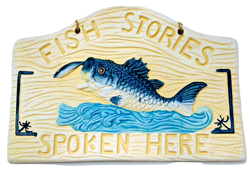 Fishman Ceramic FISH STORIES Plaque Hand Painted Freshwater Sports ...