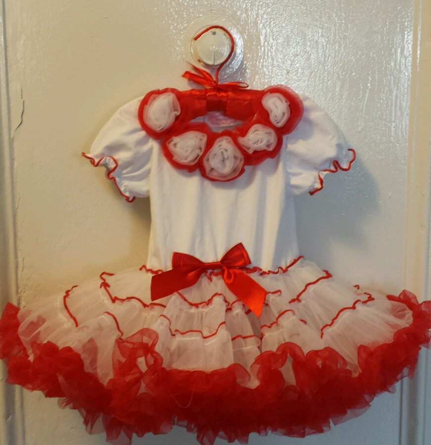 Popatu Girls Red White Ruffle Tutu Petti Dress Birthday, Holiday Sz 18 ...
