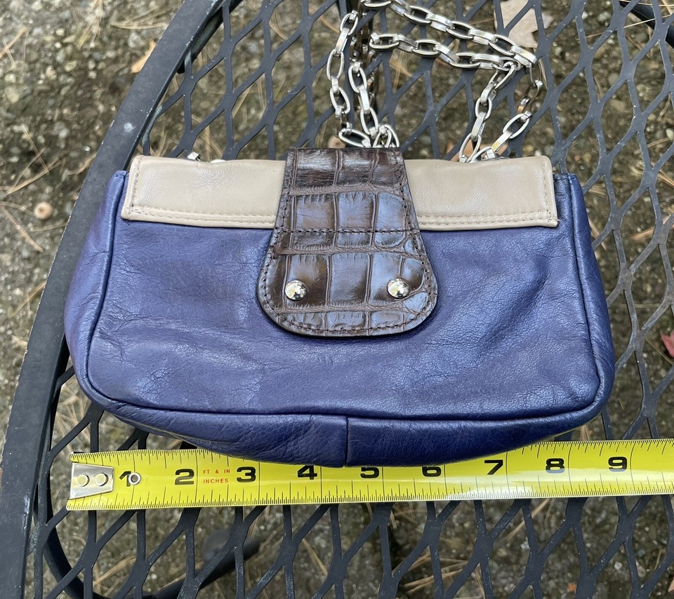 Jose Bravo Small Crossbody Purse Clutch Chain Strap Blue Brown Croc ...