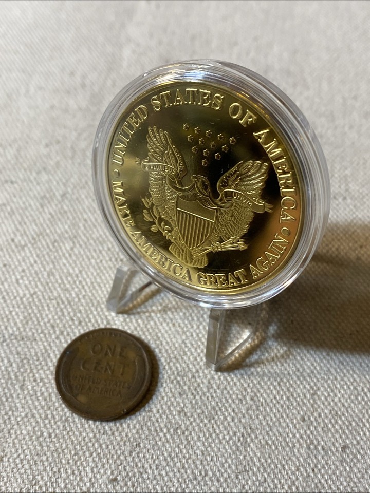 Donald Trump Challenge Coin New In Capsule. USA Flag Design Gold Color ...