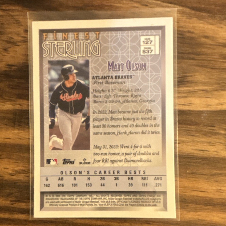 2023 Topps Finest Flashbacks Matt Olson #127 Atlanta Braves Finest ...