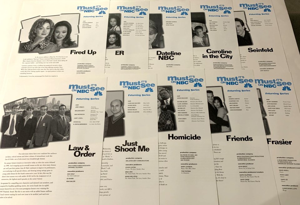 NBC 1997 Primetime Preview Press Kit Seinfeld Friends Law & Order ...