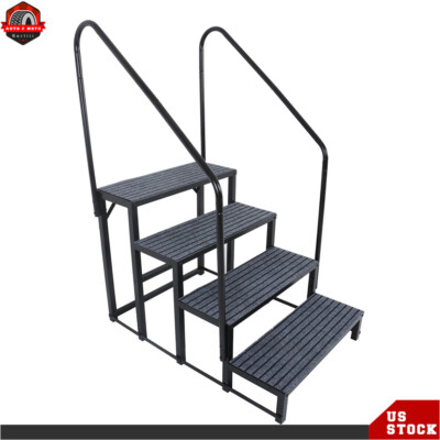 2 Steps/3 Steps/4 Steps RV Steps Outdoor Stairs w/ Handrails & Non-Slip ...