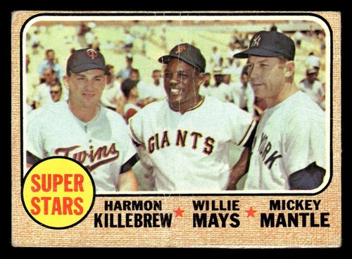 1968 Topps Mays/Killebrew/Mantle #490 High Number Super Stars Low Grade ...