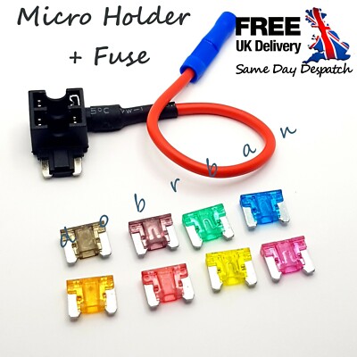 Micro FUSE HOLDER + 1x FUSE Add a Circuit Piggy Back Blade 12V Car Dash ...