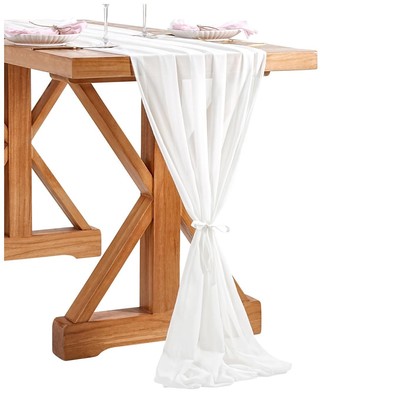 White Chiffon Table Runner 1Piece 27x120 Inches Long Table Runners ...