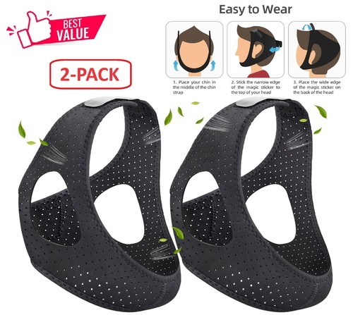 2 Pack Anti Snoring Chin Strap Sleep Apnea Snore Stop Belt Snoreless ...