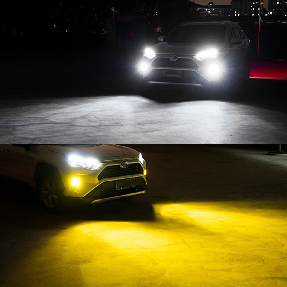 2PCS H11 H8 White Yellow LED Fog Light Bulbs Dual Color Switchback ...