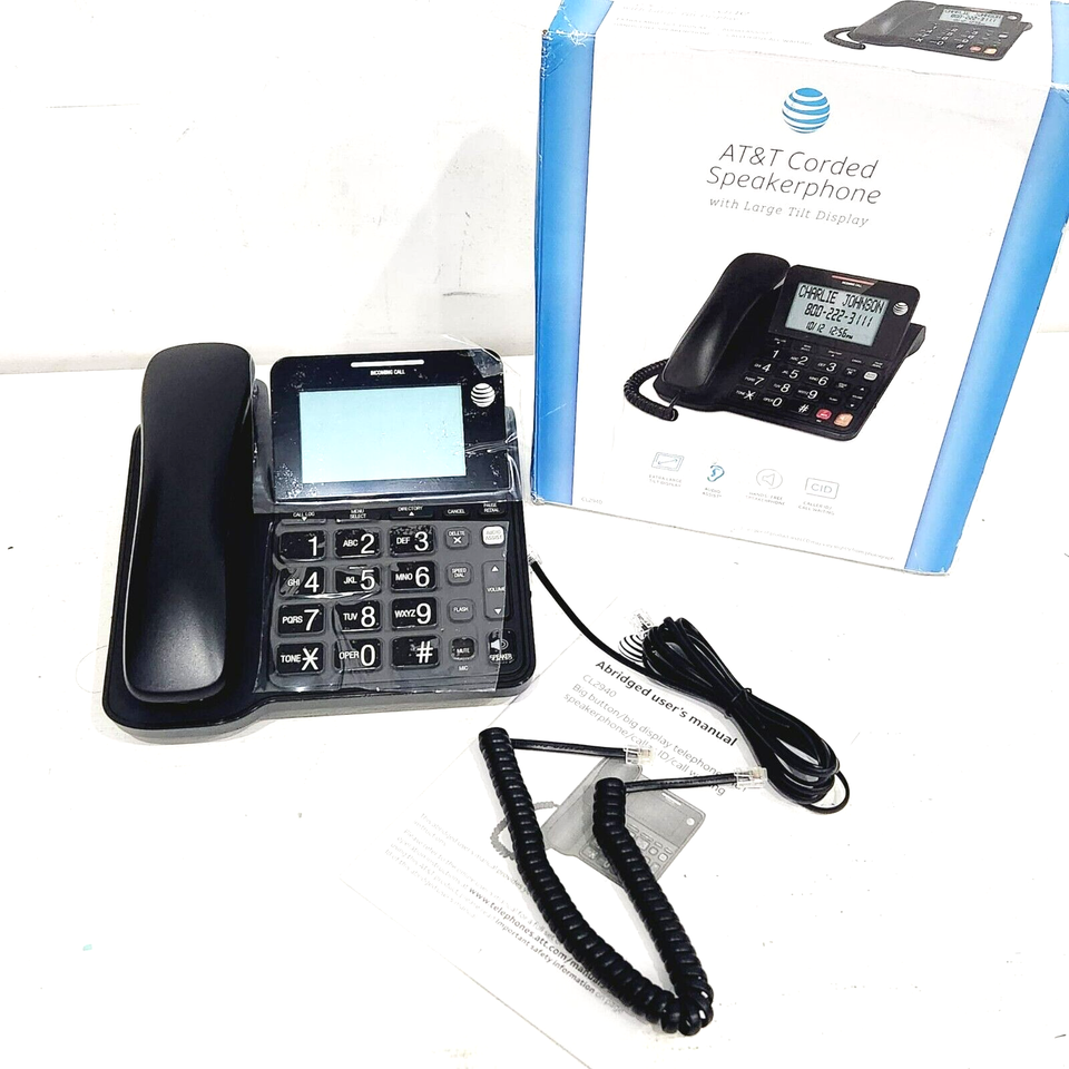 AT&T CL2940 Corded Phone Speakerphone Extra-Large Tilt Display Caller ...