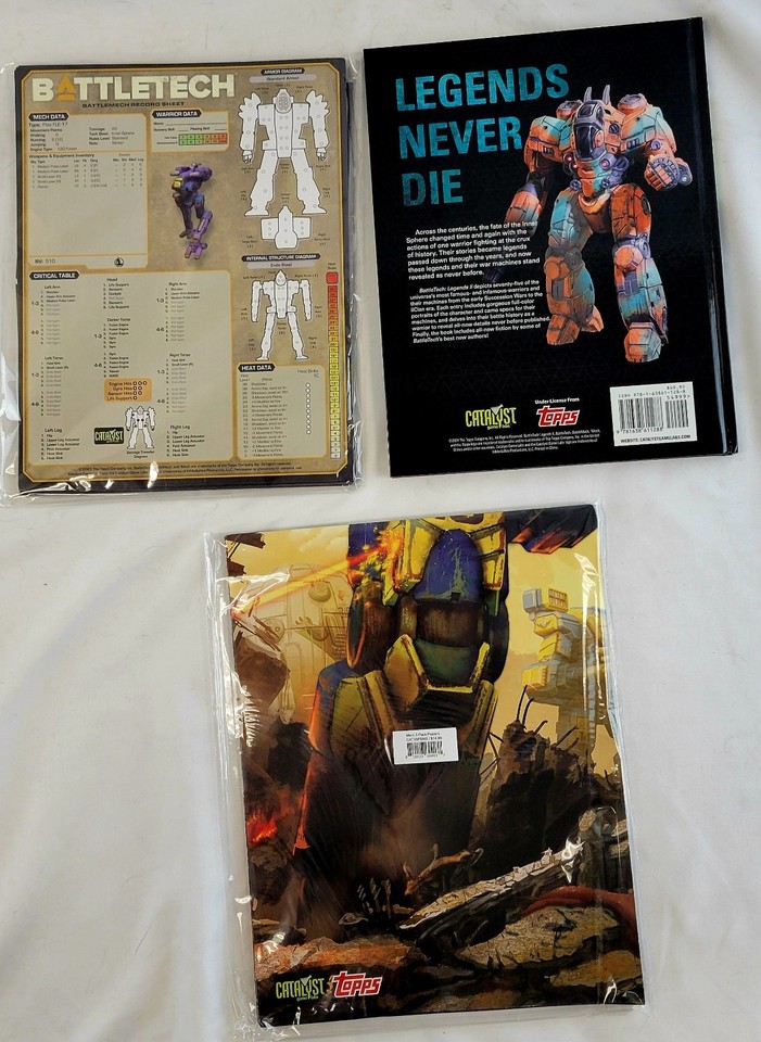 BattleTech Kickstarter Legends II Book, Premium Record Sheets, & 3 ...