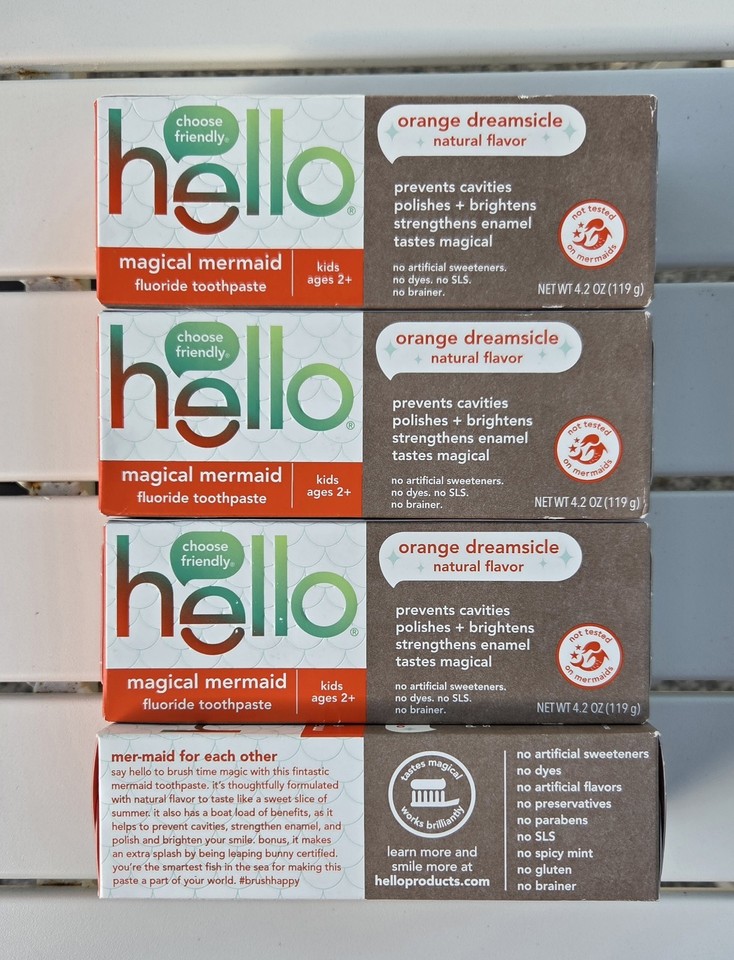 Hello magical mermaid fluoride toothpaste 4.2 oz 4 pack | eBay
