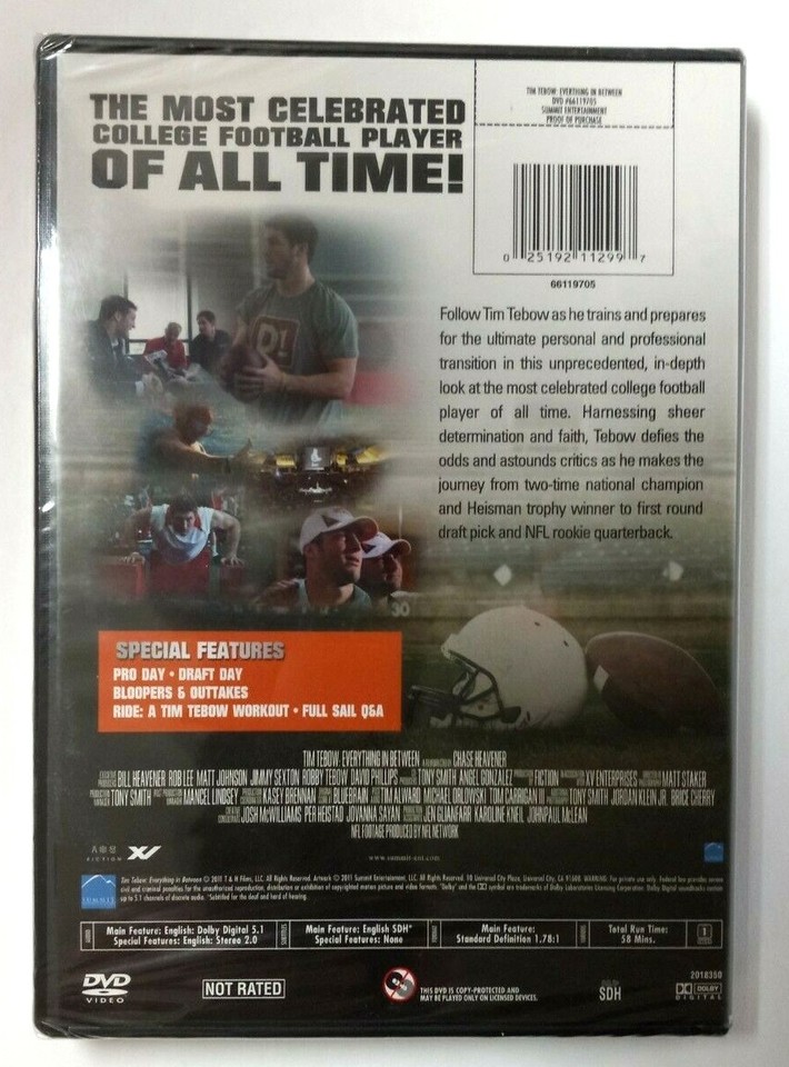 Tim Tebow: Everything in Between (DVD, 2011) NEW SEALED 25192112997 | eBay
