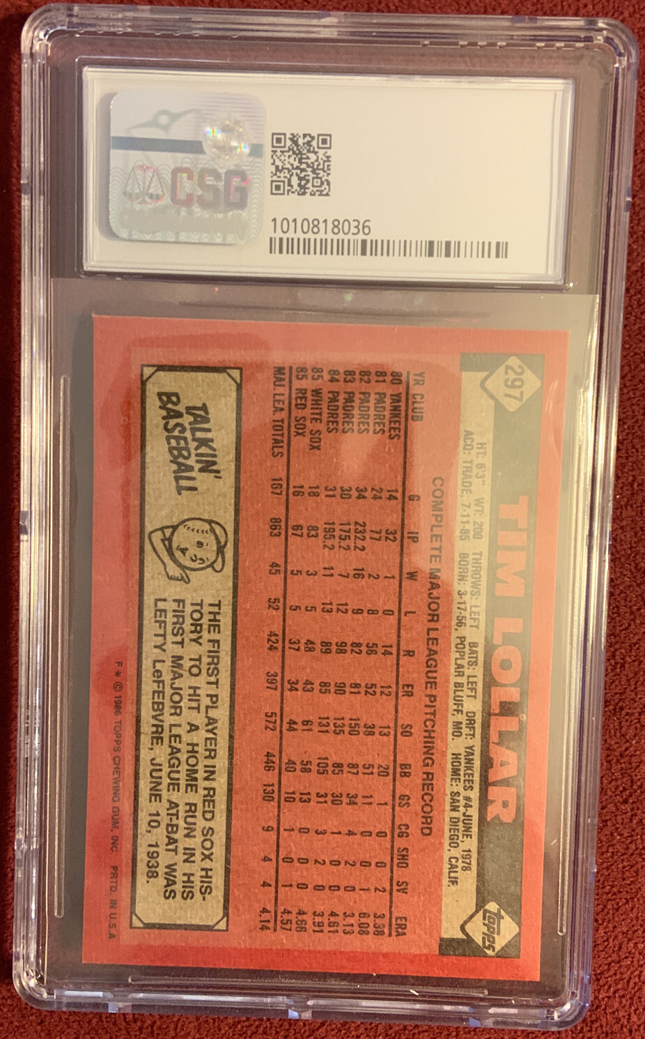 1986 Topps - #297 Tim Lollar for sale online | eBay