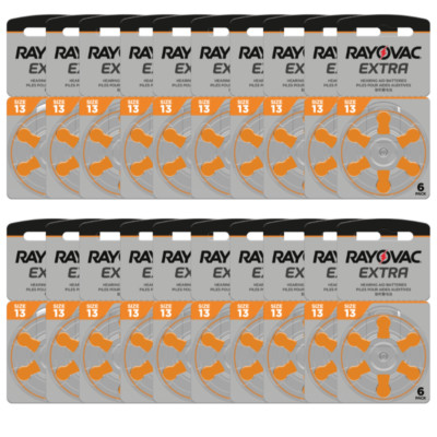 120 cells x Rayovac Extra Hearing Aid 13 Size batteries * Zinc air ...