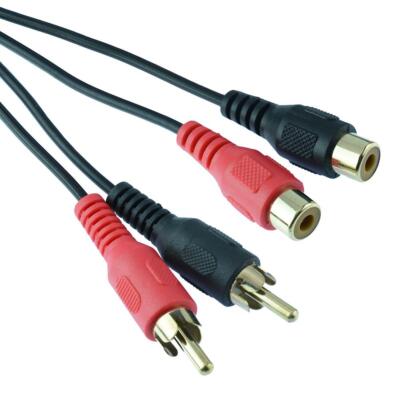 Twin Red Black RCA Male to Female Extension Cable Lead Phono Composite ...