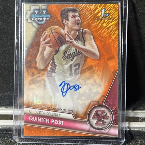 Quinten Post 2023-24 Bowman University Chrome Auto Orange #/25 Boston ...