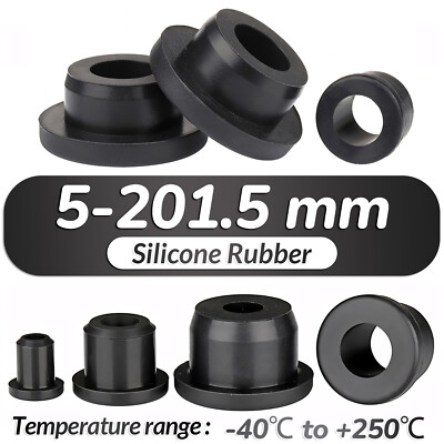 Black Silicone Rubber Grommet Snap-On Hole Plug Bungs Wire Cable ...