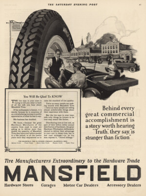 1925 Mansfield Tires: Behind Every Great Commercial Vintage Print Ad | eBay