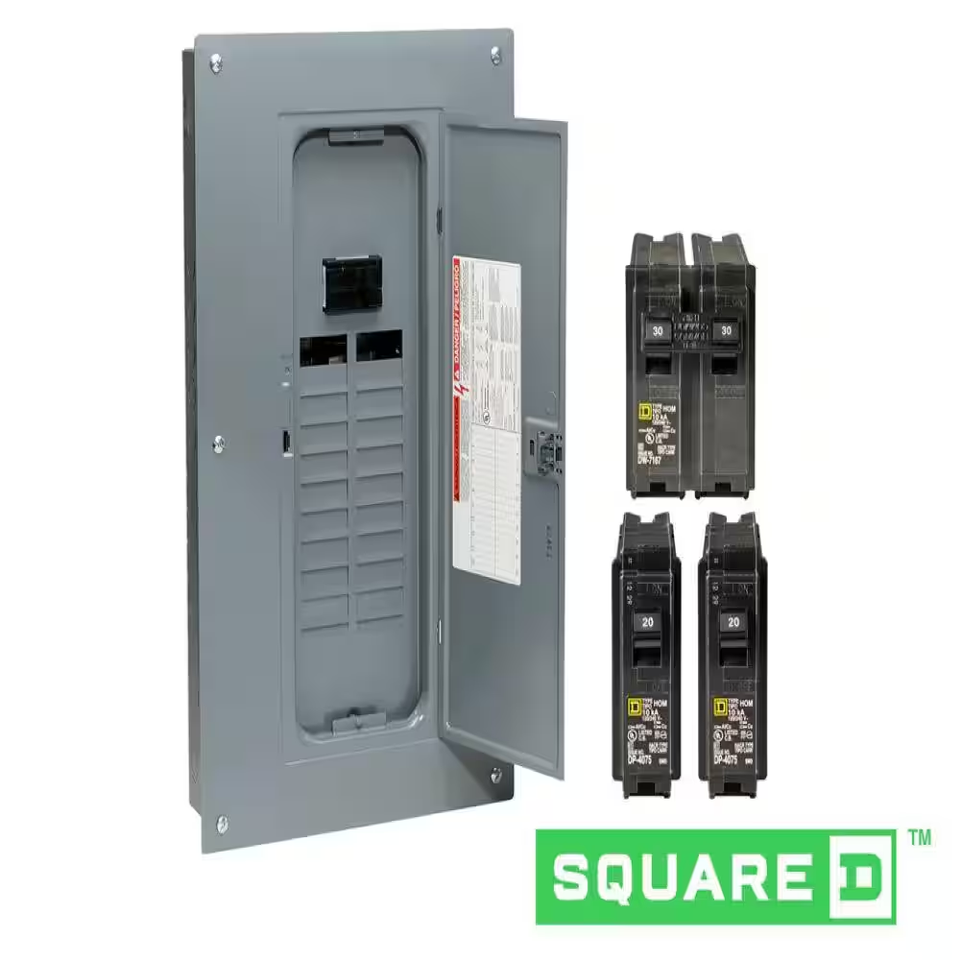 Square D 100 Amp 40 Circuit 20 Space Indoor Main Breaker Box Panel Load ...