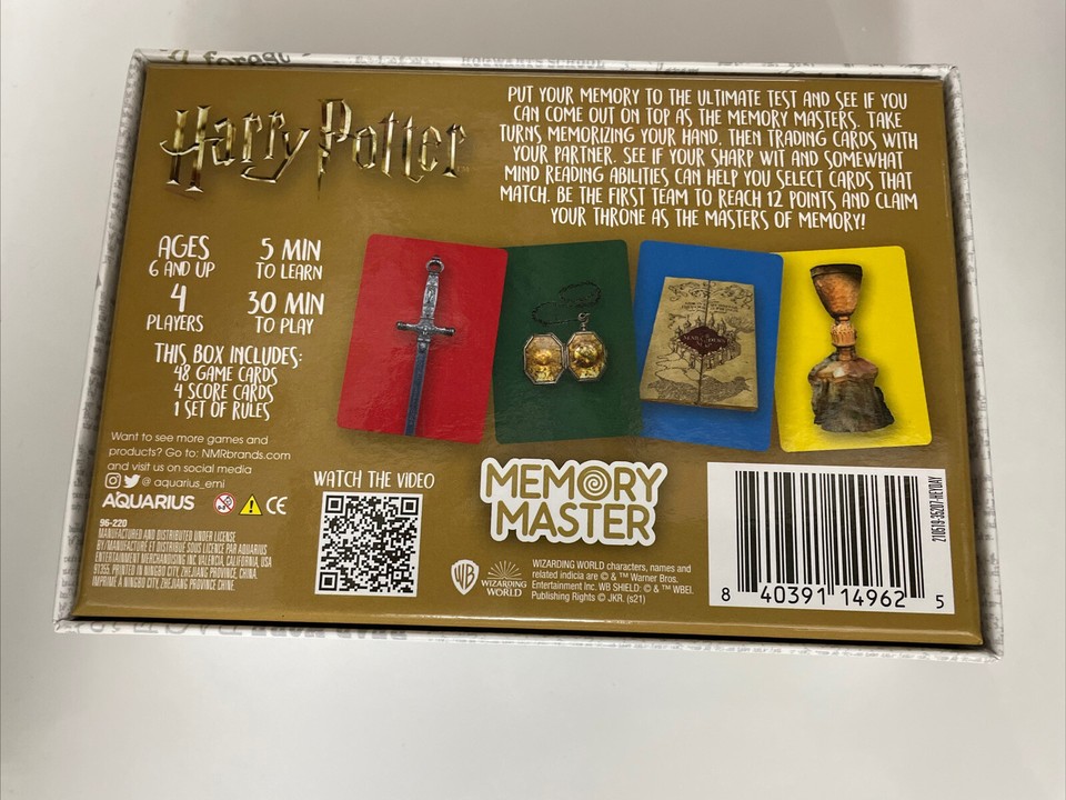 Harry Potter Memory Master A Card Game You’ll Never Forget Ages 6+ 4 ...