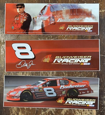 Budweiser Canada NASCAR Dale Earnhardt JR Bumper Sticker Set 3 | eBay