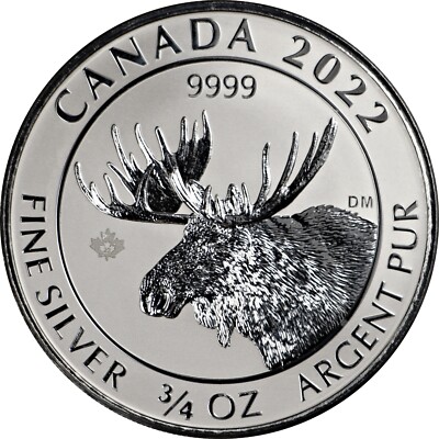 2022 Canada 3/4oz 9999 Silver $2 Moose Reverse Proof Coin Brilliant Unc ...