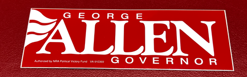 Vintage George Allen for Governor Political Campaign Bumper Sticker | eBay