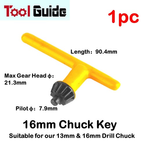 8mm Pilot 16mm 5/8" Drill Chuck Key, Steel Soft Rubber Cover, 11 Teeth ...