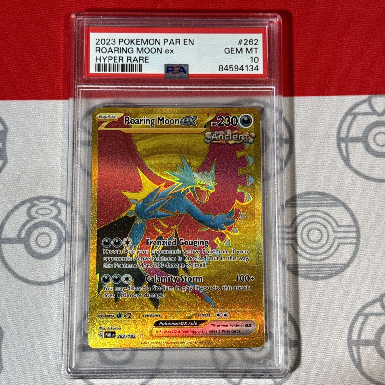PSA 10 Roaring Moon EX Hyper Rare Gold #262/182 2023 PAR EN Pokemon ...