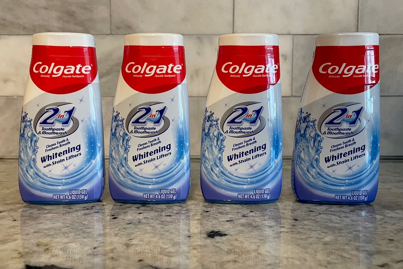 4 New Colgate Whitening Stain Lifters 2 In 1 Toothpaste & Mouthwash ...