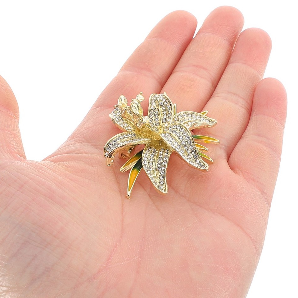 Lily Flower Brooch Pin Versatile Rhinestones Floral Pin Crystal Lily ...