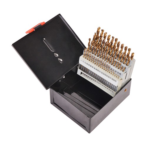60pc Drill Bit Set Straight HSS High Speed Steel Bits Numbered #1-#60 ...