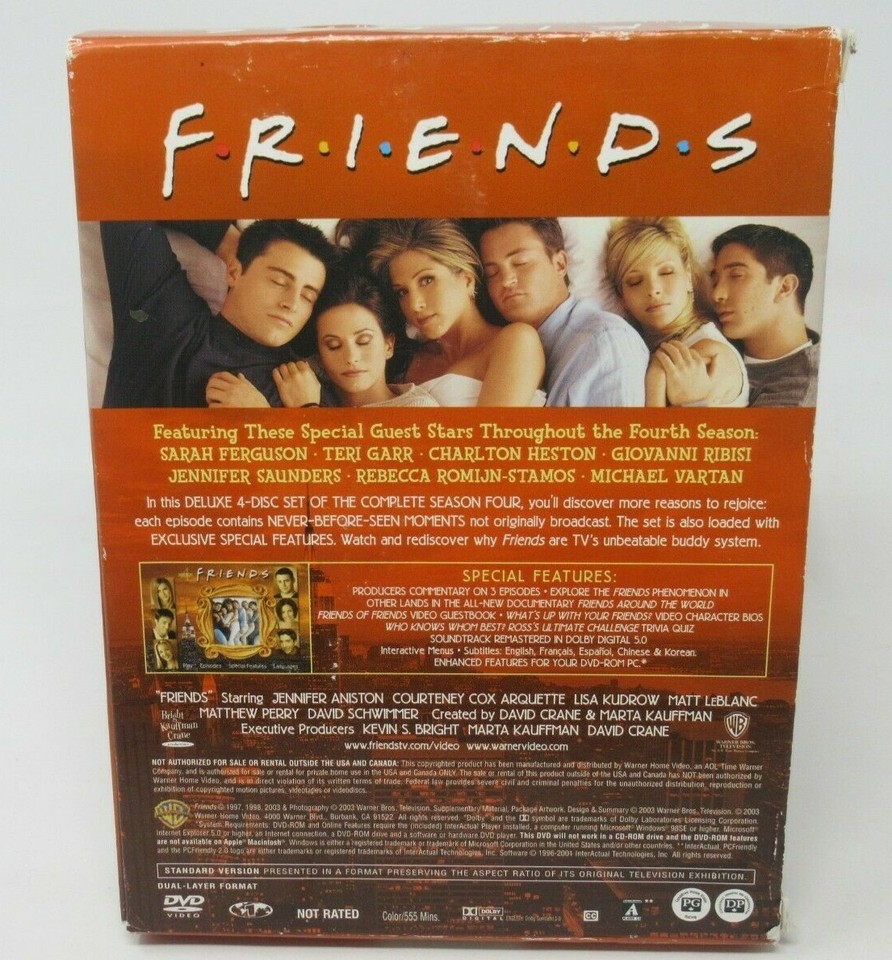 FRIENDS: THE COMPLETE FOURTH SEASON, 4-DISC DVD SET, SEASON 4, JENNIFER ...