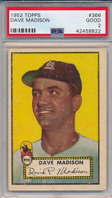 1952 TOPPS #366 DAVE MADISON - PSA 2 GD (SVSC) **SET BREAK** HIGH #! | eBay