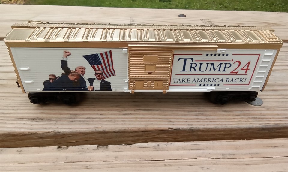 Donald J Trump 2024 O gauge scale train president 45 47 Lionel boxcar ...