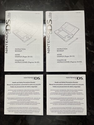 (2) Nintendo DS Lite Instruction Booklets & Health + Safety Precautions ...