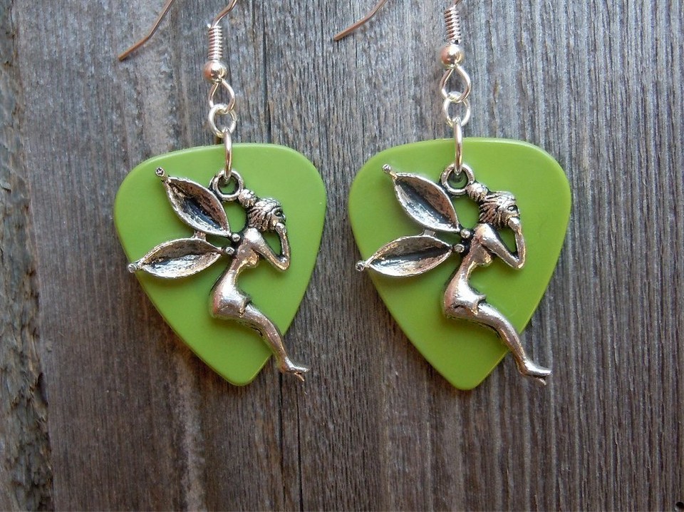 Tinkerbell Charm Guitar Pick Earrings - Pick Your Color | eBay